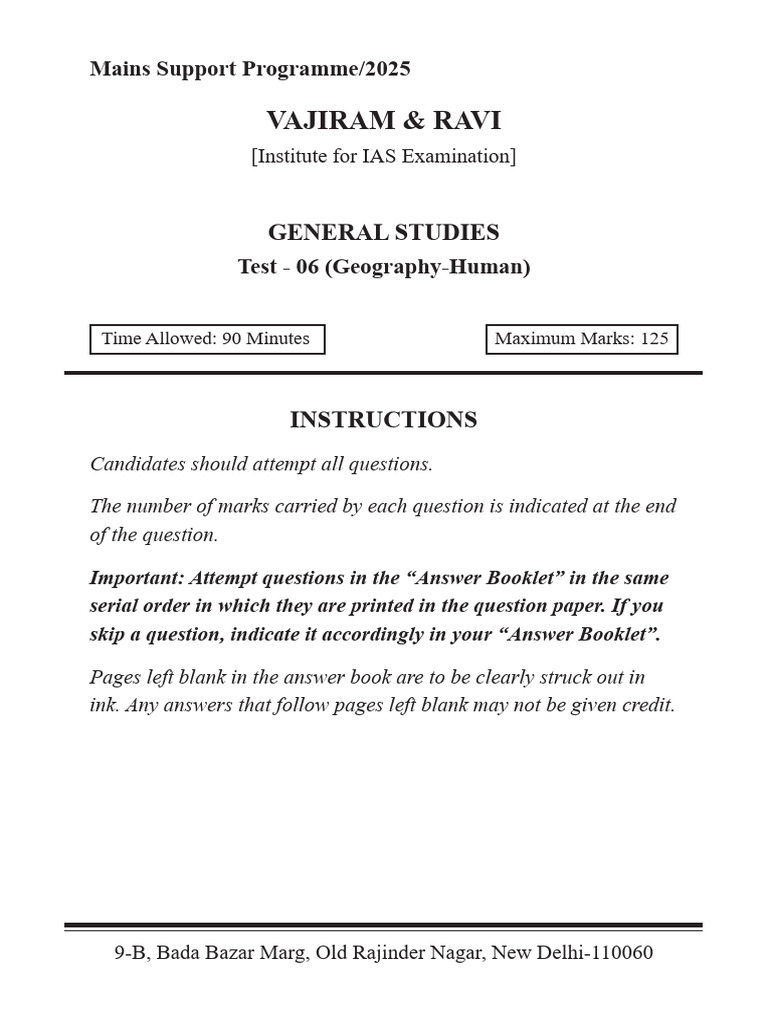 MSP Test-06 Question Paper1 | PDF | Resource Depletion | Water Scarcity