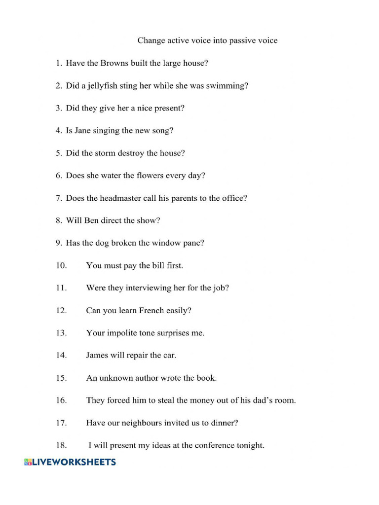 Passive Voice Questions | PDF