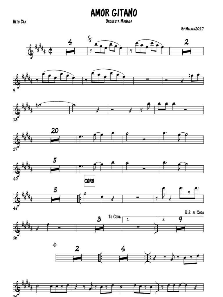 AMOR GITANO - Alto Sax - Musx | PDF