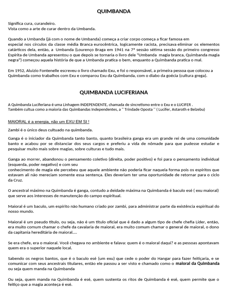 Quimbanda e Exus - Resumo | PDF