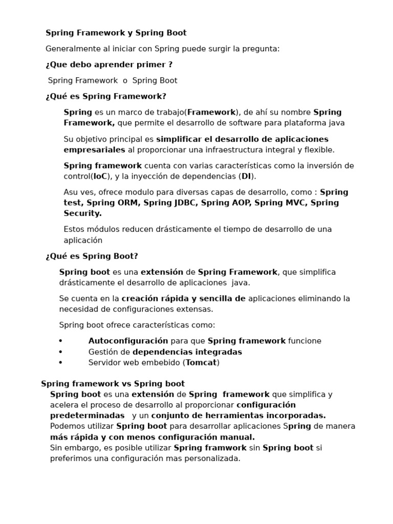 Spring Framework y Spring Boot | PDF