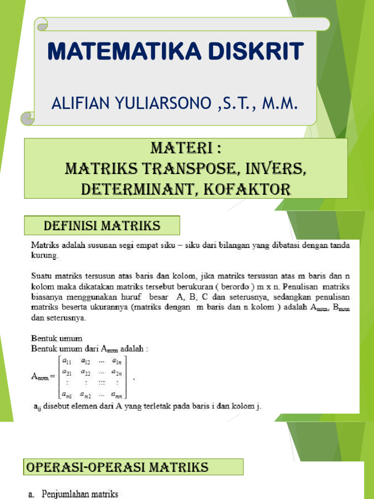 MDIS 9 Matriks T-Inv-Det-Kof N QUIZ PDF | PDF