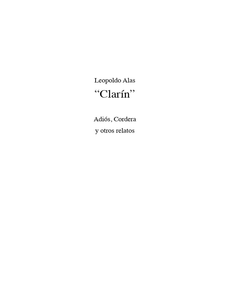 Adios Cordera Leopoldo Alas Clarin | PDF