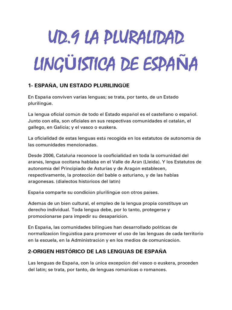 UD-9 Lengua | PDF