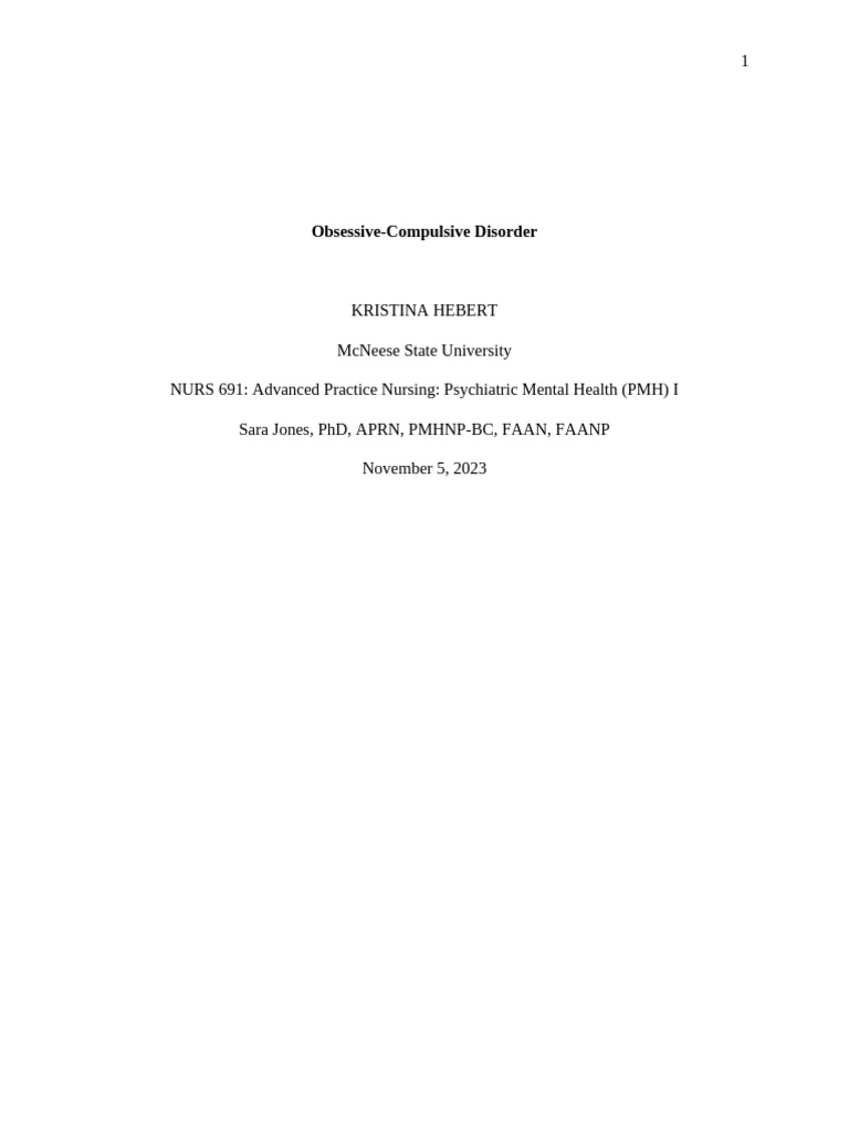 K. Hebert OCD Paper | PDF