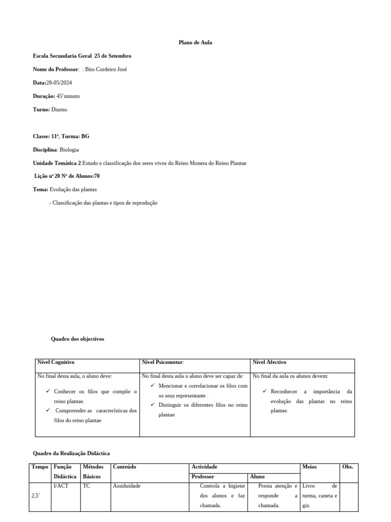 Plano de Aula 455454 | PDF