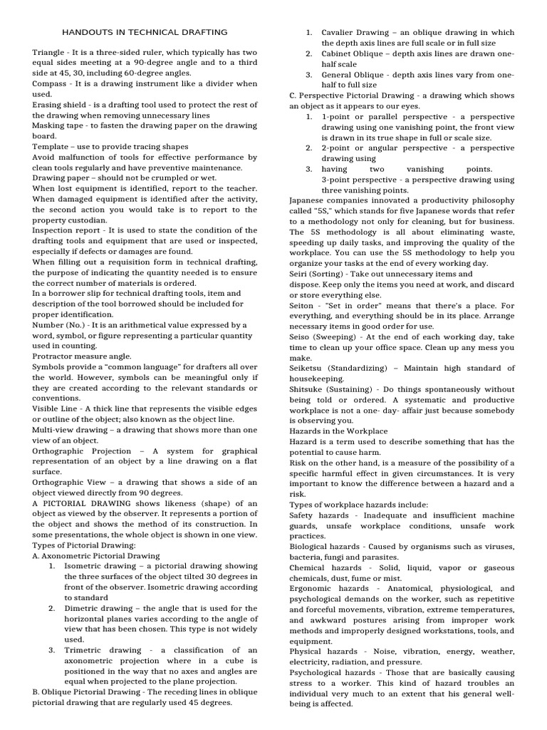 Handouts in Technical Drafting | PDF