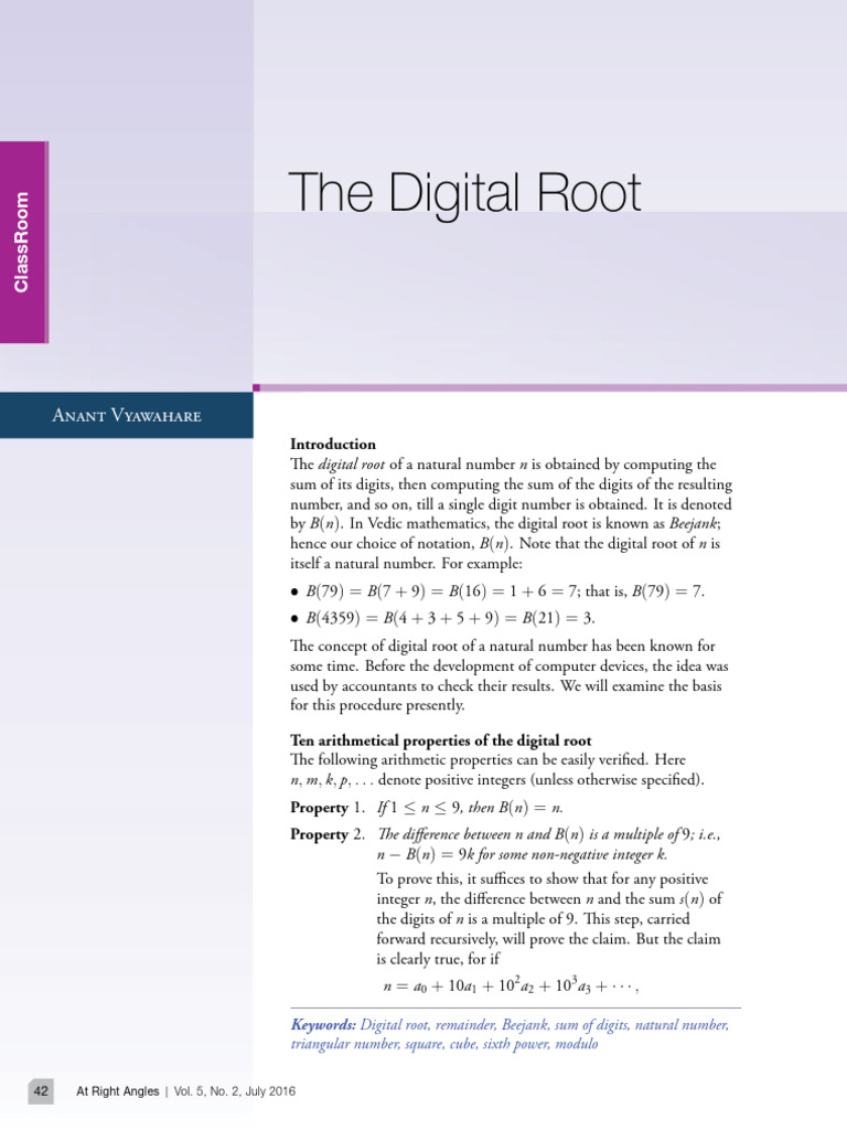 Digital Roots, Anant Vyawahare | PDF