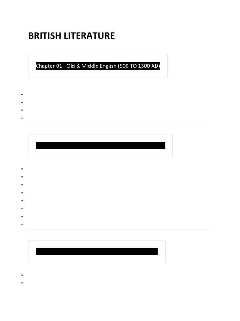 British Literature Syllabus | PDF