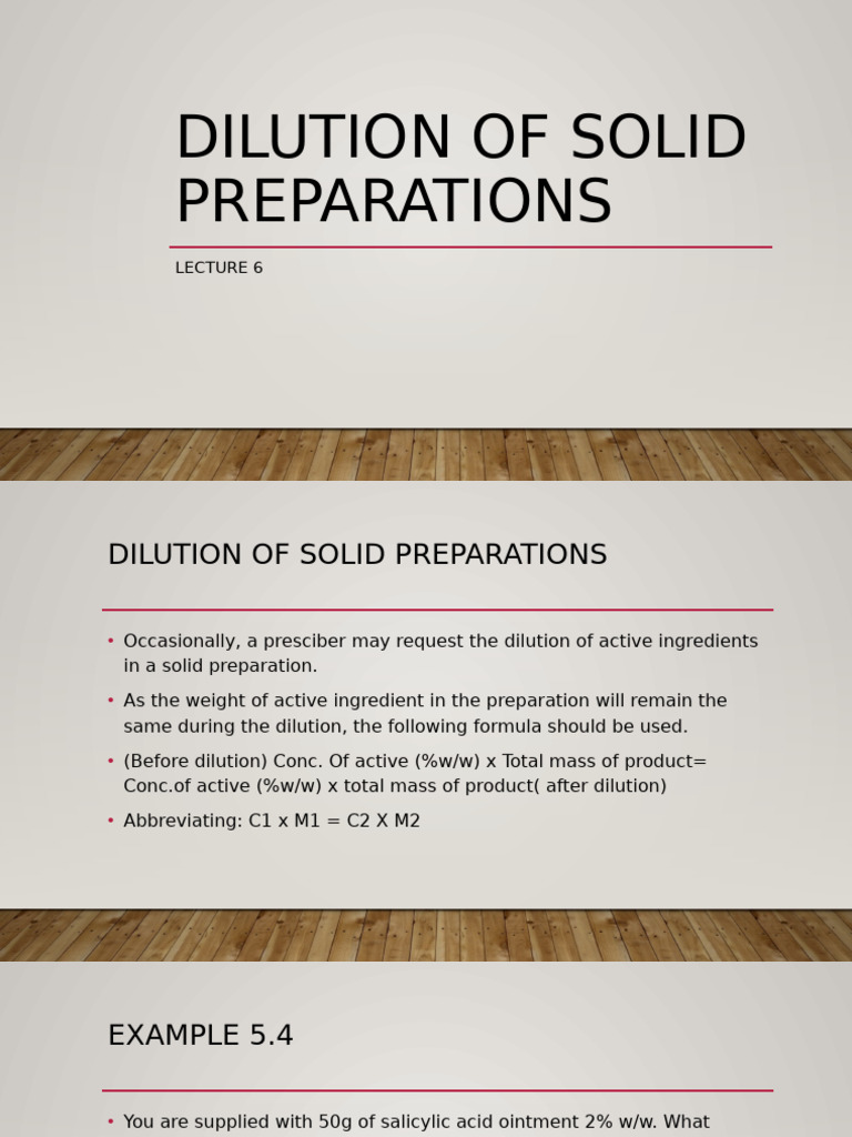 Dilution of Solid Preparations | PDF