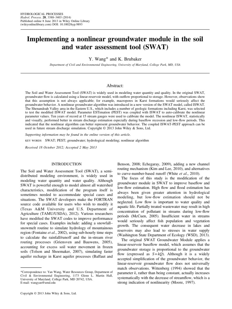Implementing A Nonlinear Groundwater Mod | PDF