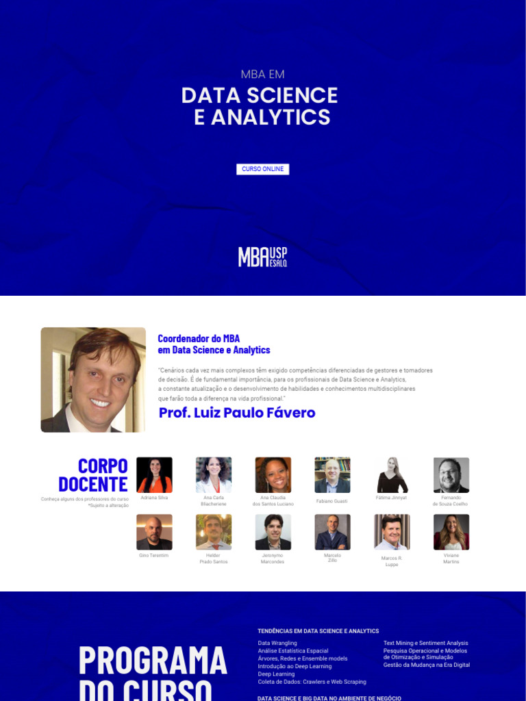 Programa Do Curso - Data Science e Analytics | PDF