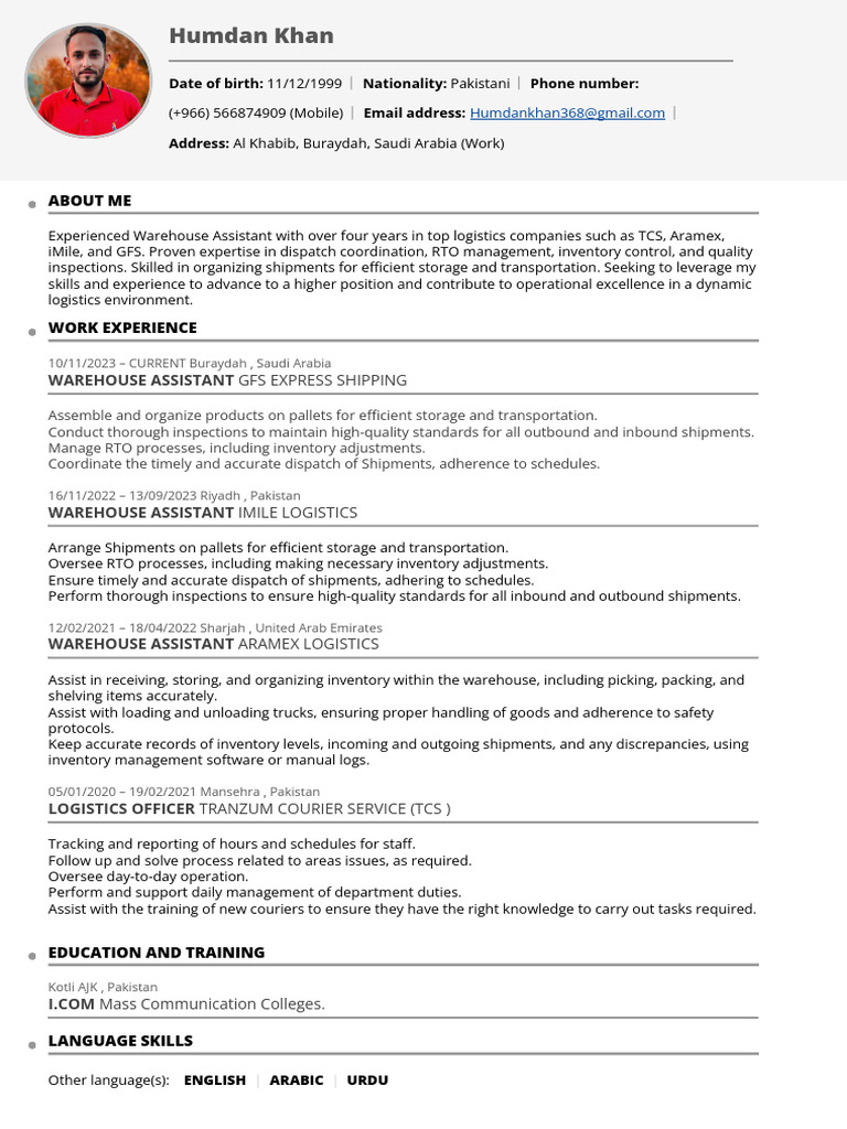 Humdan Khan CV | PDF