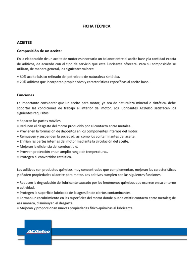 Ac Delco Ficha Tecnica | PDF