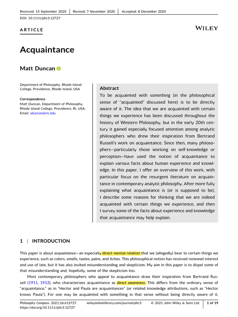 Acquiantance | PDF