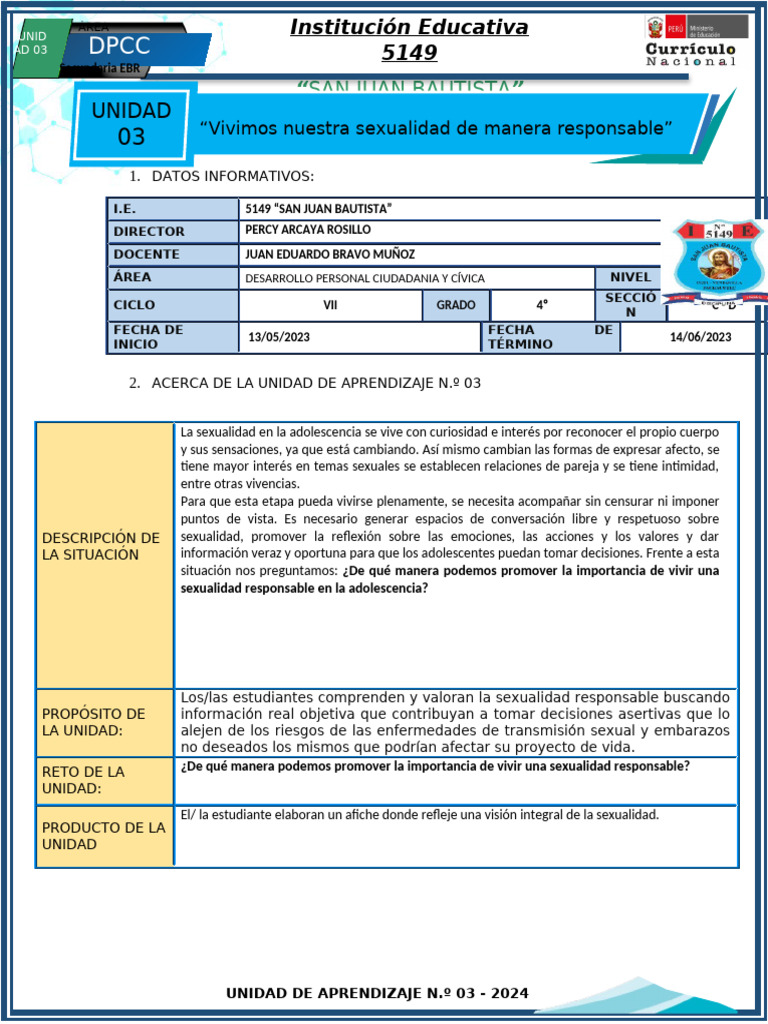 4º CD DPCC - Unidad 3 - 2024 - Juan Bravo | PDF