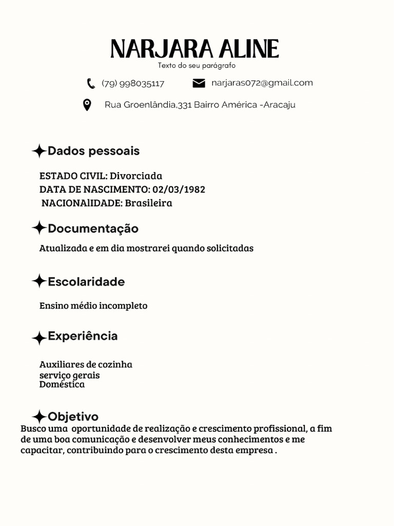 Currículo Básico Profissional Branco e Preto PDF | PDF