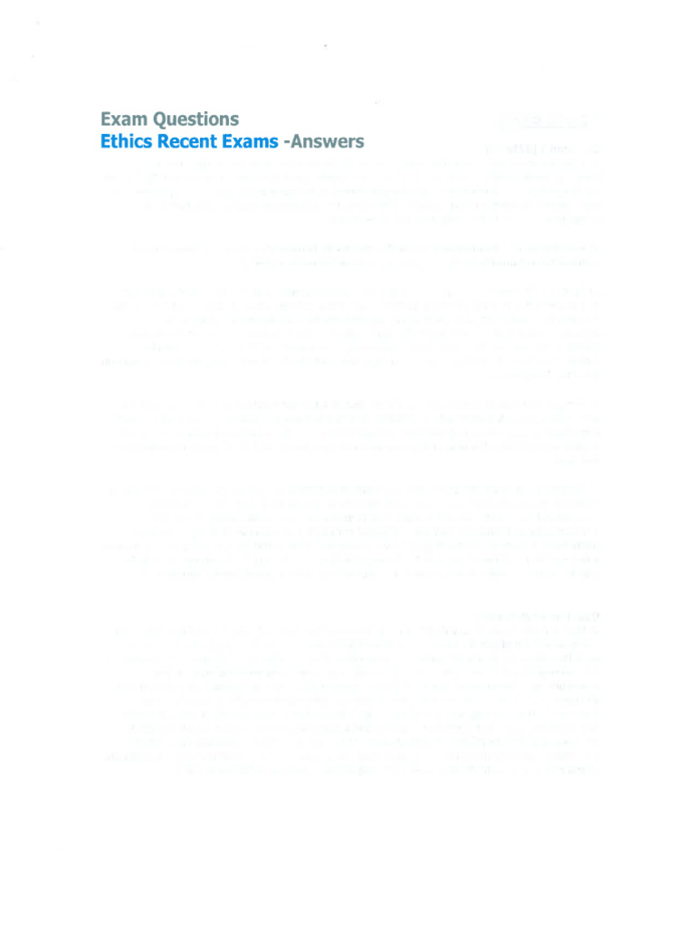 Exam Questions - Ethics Recent Exams - Answers | PDF