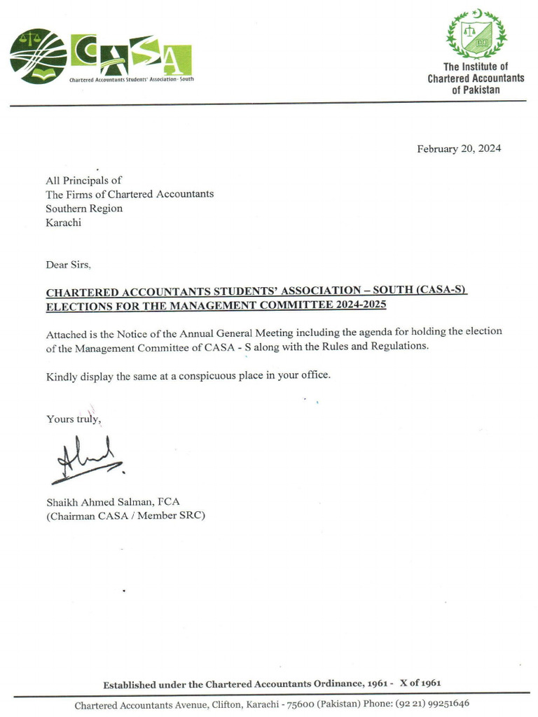 Election Forms Managing Committee CASA S 2024 25 | PDF