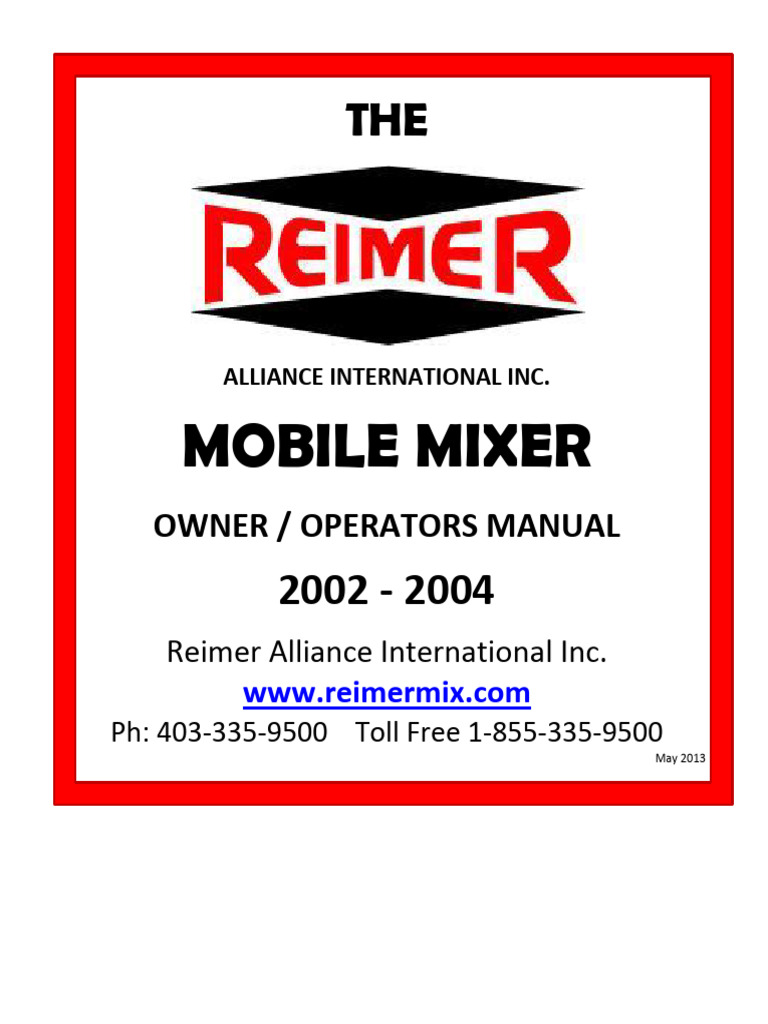 Manual de Operación Reimer 2002 - 2004 Red | PDF