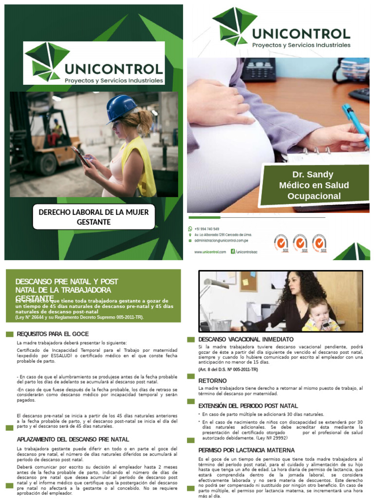 Triptico Descanso Pre PostNatal UNICONTROL | PDF