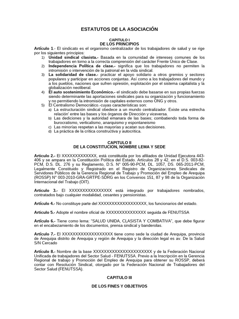 MODELO DE ESTATUTOS | PDF