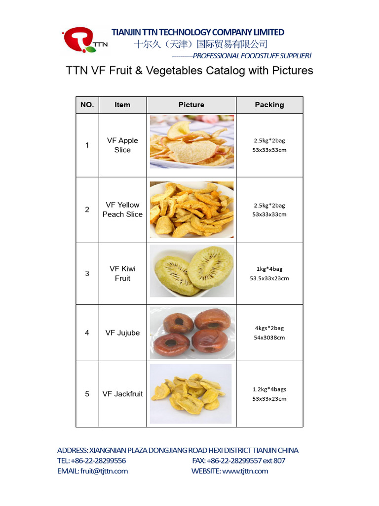 TTN VF Fruit and Vegs Catalog | PDF