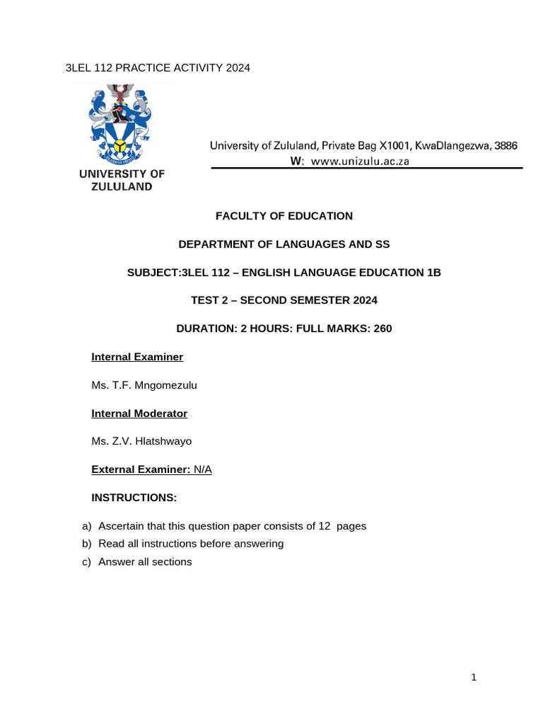 3lel 112 Practice Activity 2024 | PDF