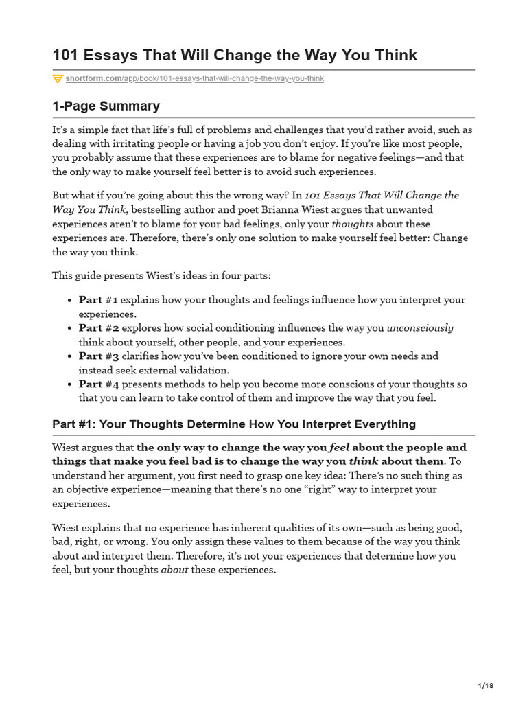 101 Essays That Will Change The Way You Think | PDF