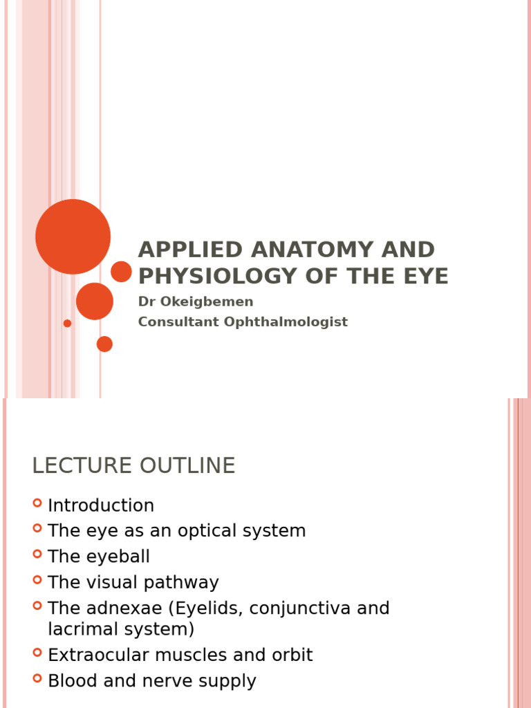 Applied Anatomy and Physiology of The Eye Periop Yes | PDF