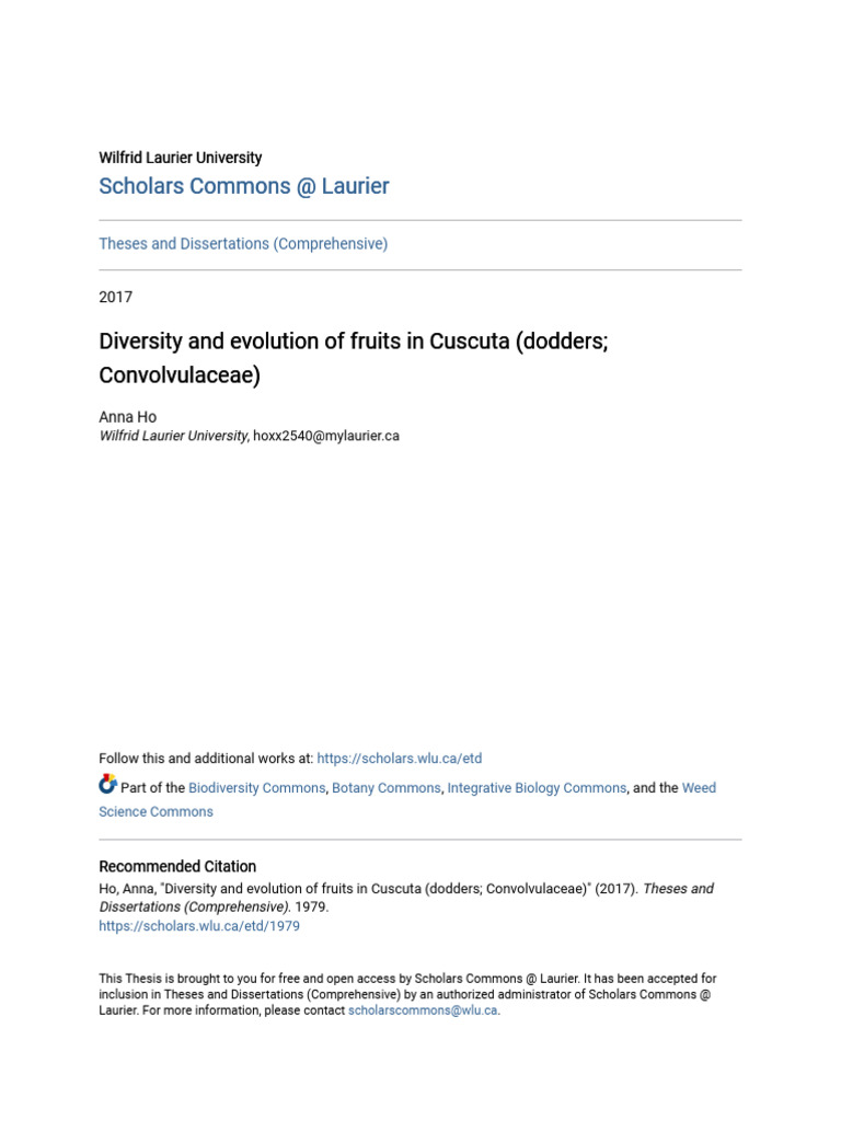 Diversity and Evolution of Fruits in Cuscuta | PDF