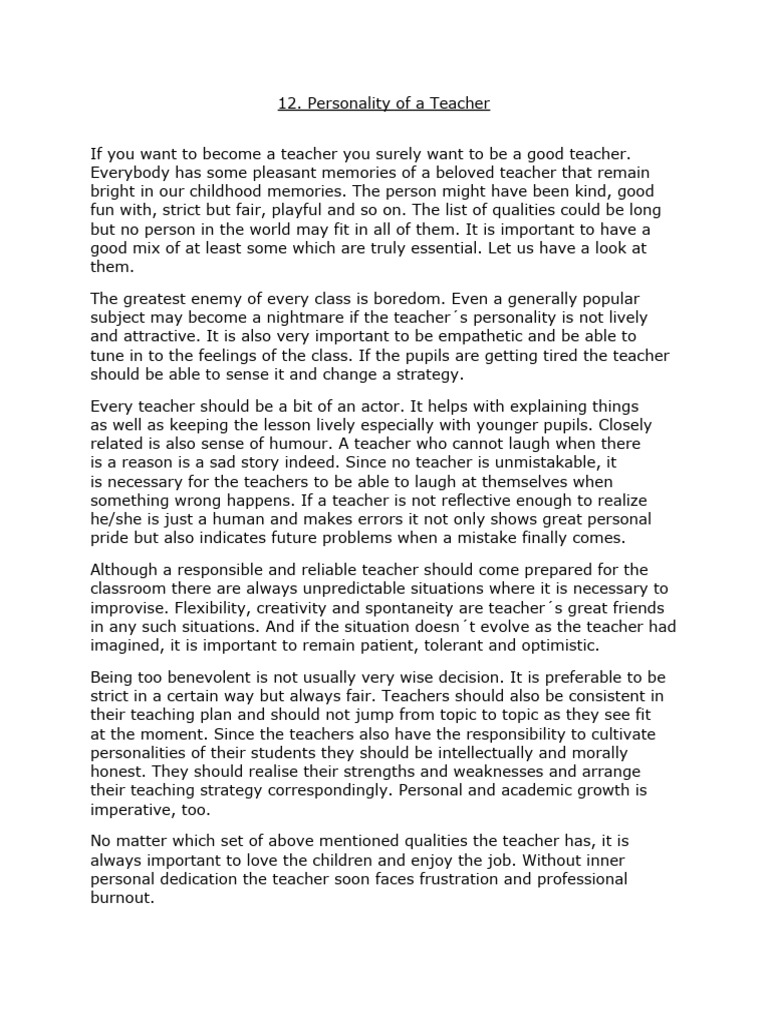 Personality of A Teacher | PDF