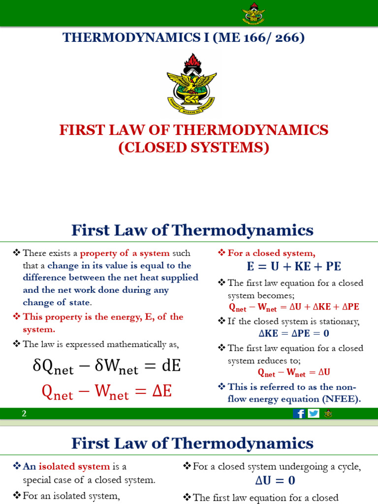 Thermodynamics Lecture 2 (First Law of Thermodynamics) | PDF