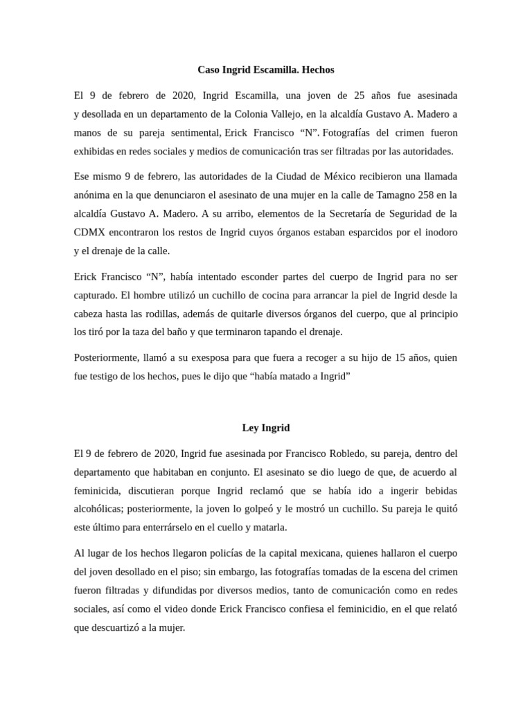 Caso Ingrid Escamilla - Información | PDF
