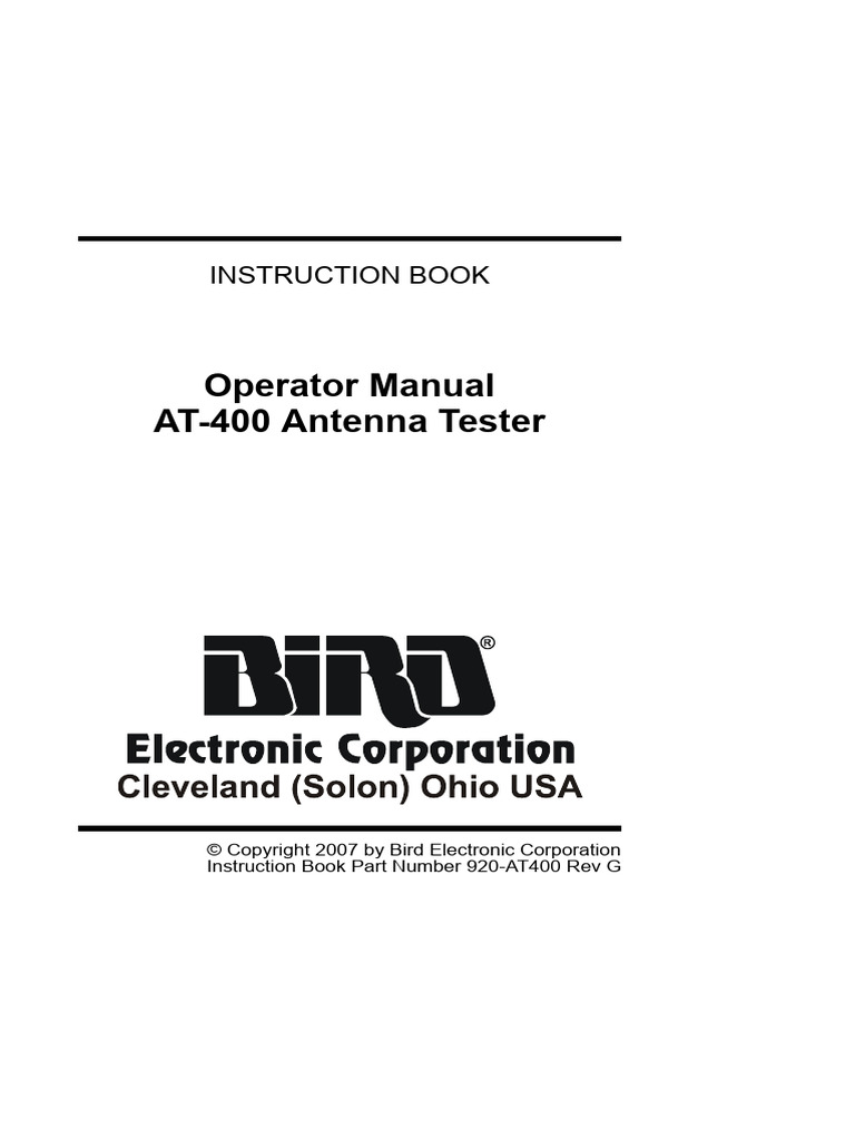 920 AT400 - Antenna Tester | PDF