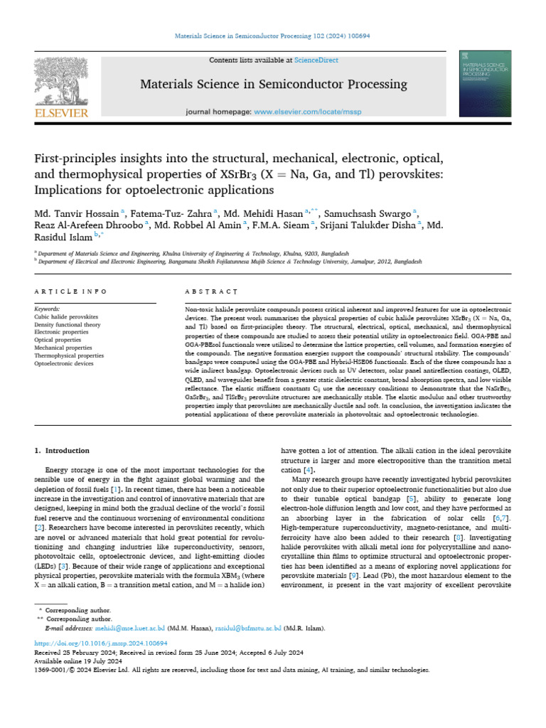 First Principles Calculation To Investigate XSrBr3 | PDF
