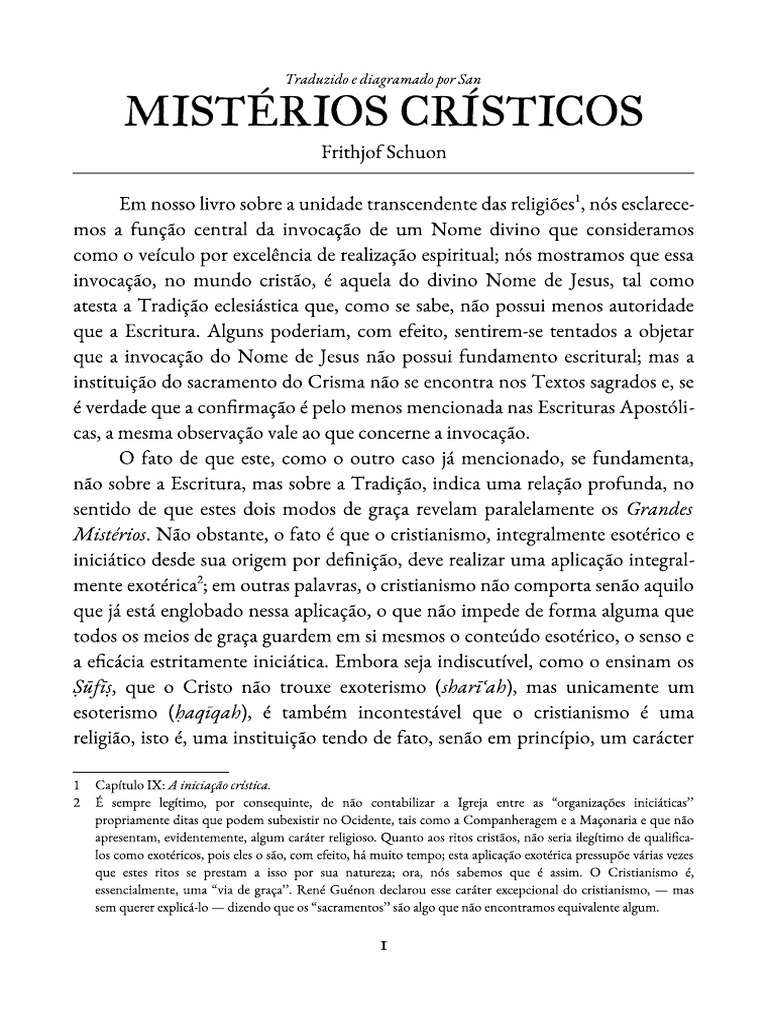 Mistérios Crísticos de Frithjof Schuon | PDF | Jesus | Oração