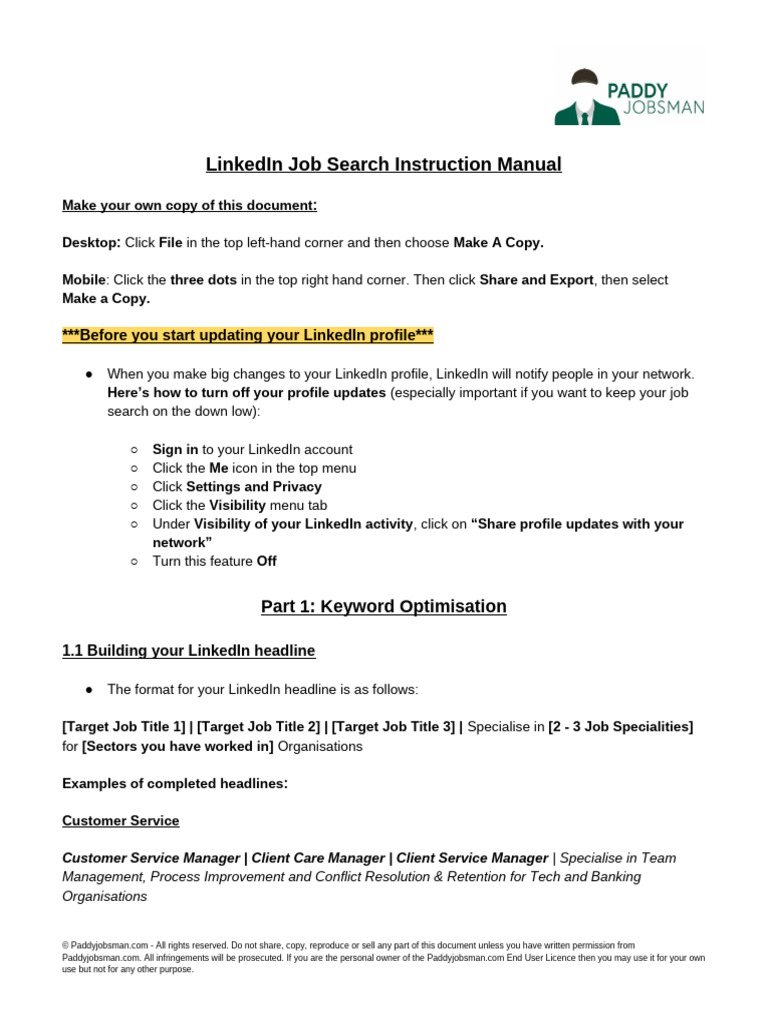 LinkedIn Job Search Instruction Manual | PDF