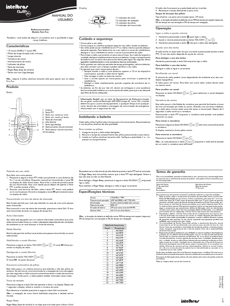Manual do Usuário - Rádio Twin Fun | PDF
