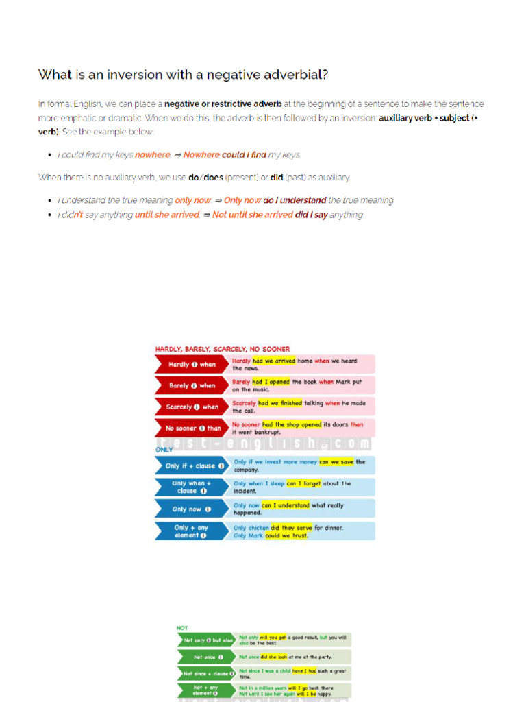 Negative Adverbials (1) | PDF