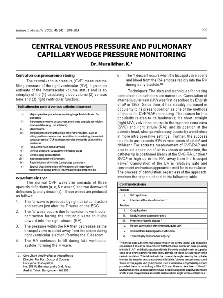 Central Venous Pressure and Pulmonary Capillary Wedge Pressure ...