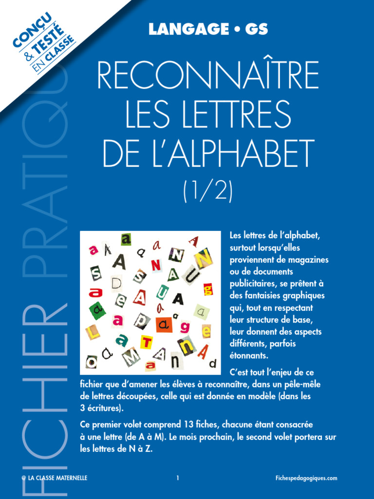 Reconnaître Les Lettres de L'Alphabet: Langage - Gs | PDF