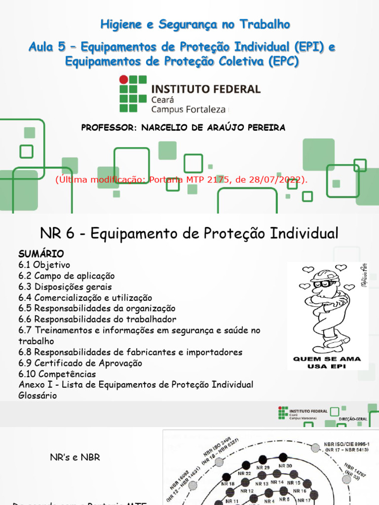 Aula V - EPI atualizado | PDF