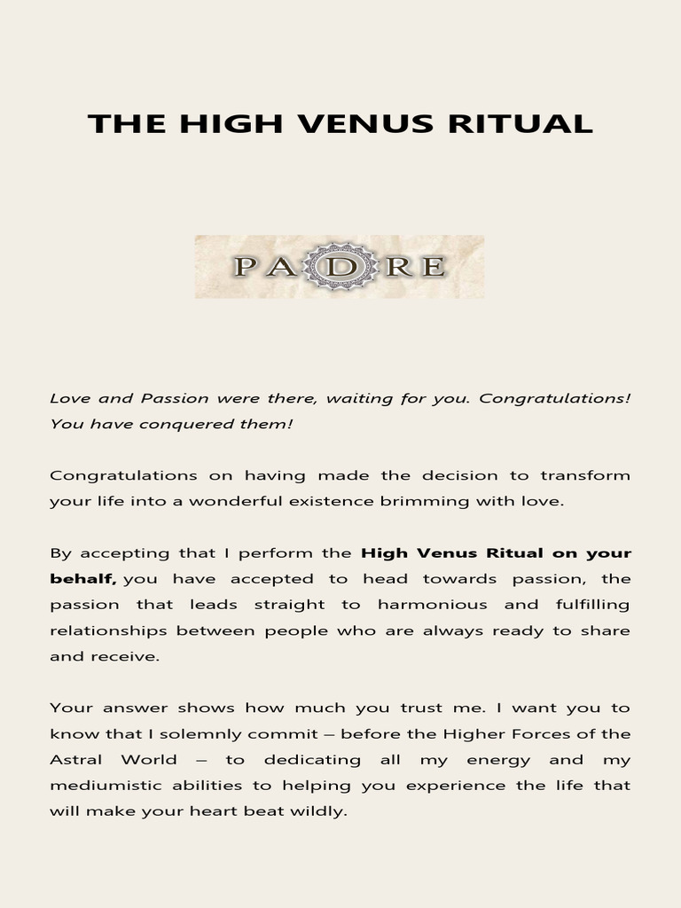 The High Venusian Ritual | PDF