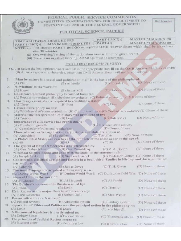 Css 2024 Political Science | PDF