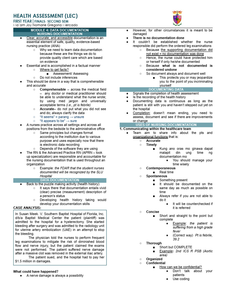 NCM 101 - Health Assessment (Finals) | PDF