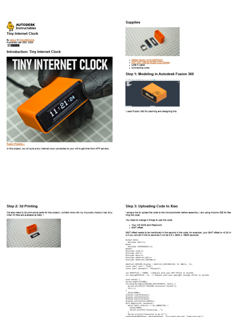 Tiny Internet Clock - 6 Steps (With Pictures) - Instructables | PDF