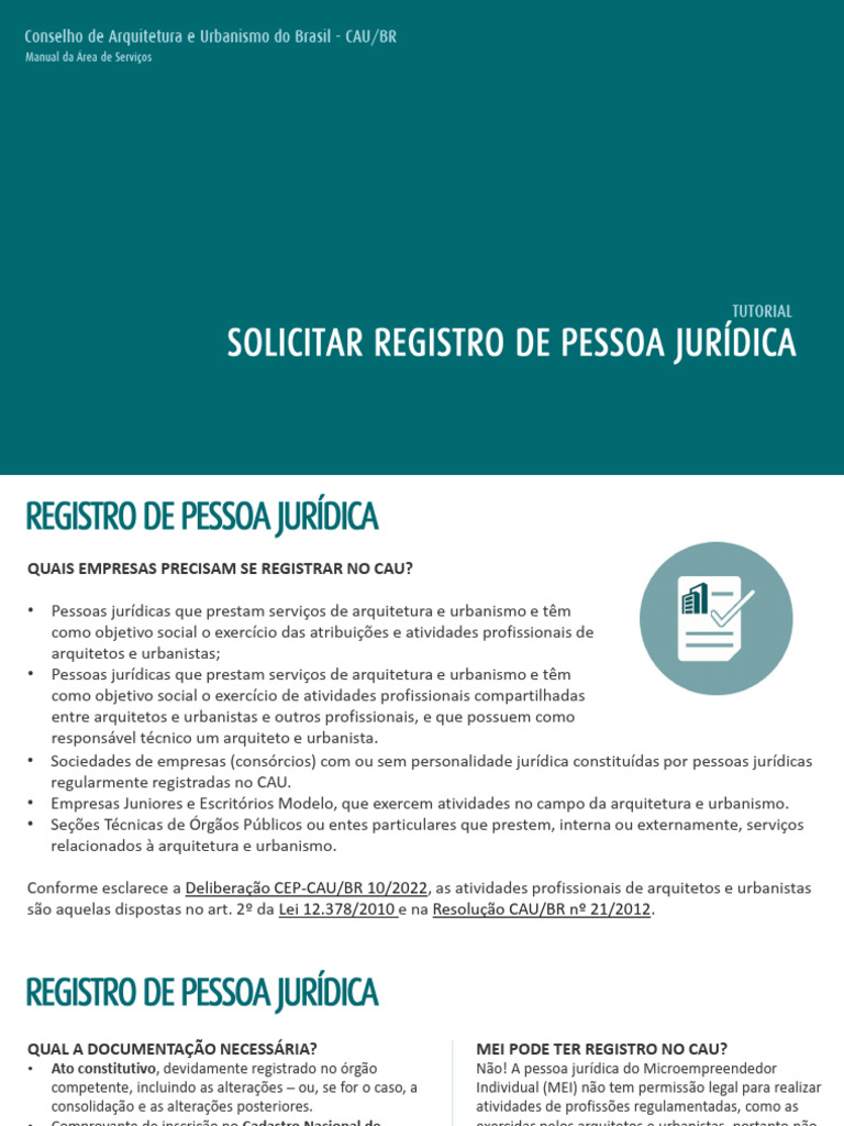 Tutorial - Registro PJ | PDF