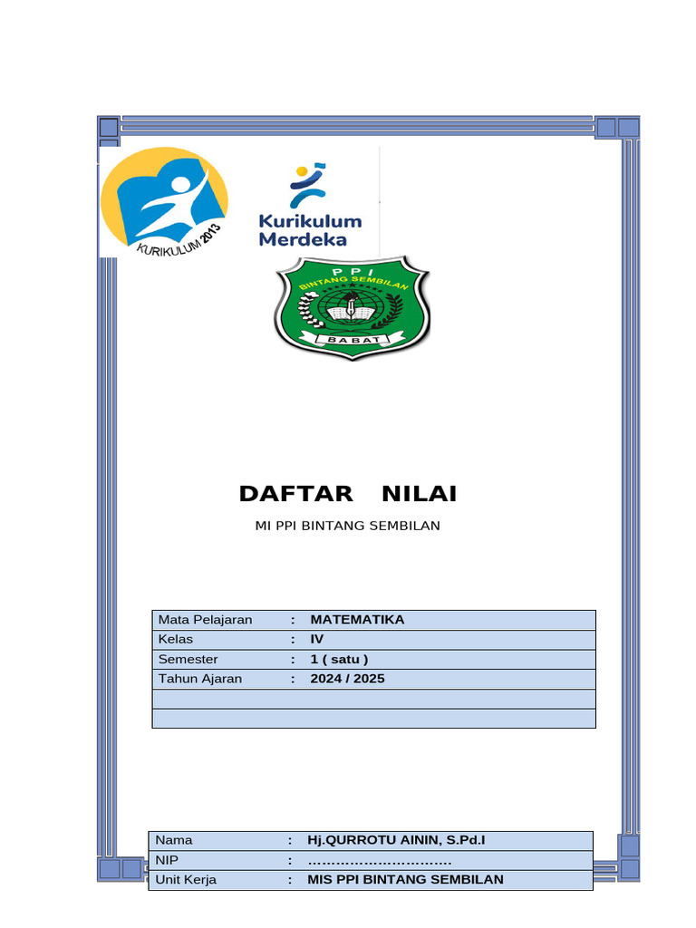 Cover Daftar Nilai | PDF