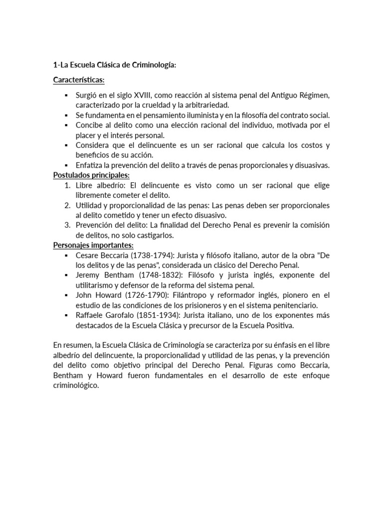 MONICA Escuelas de Criminologia 2do Parcial 2 | PDF